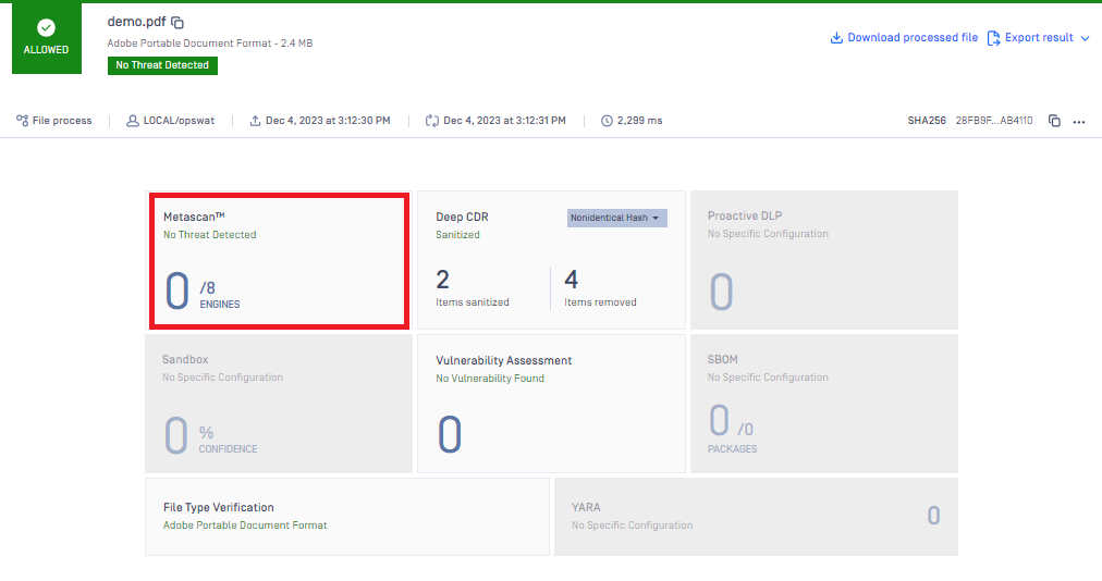ファイル処理の実行 :: MetaDefender Core ハンズオン