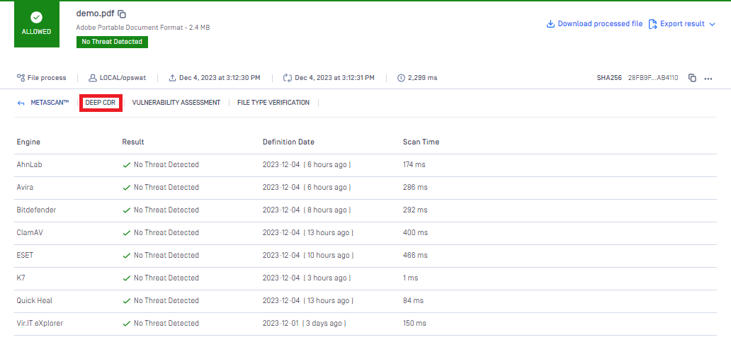 ファイル処理の実行 :: MetaDefender Core / Kisok ハンズオン
