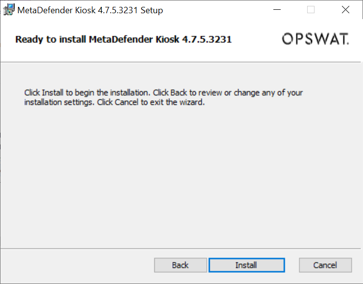 MetaDefender Kiosk のインストール :: MetaDefender Core / Kisok ハンズオン